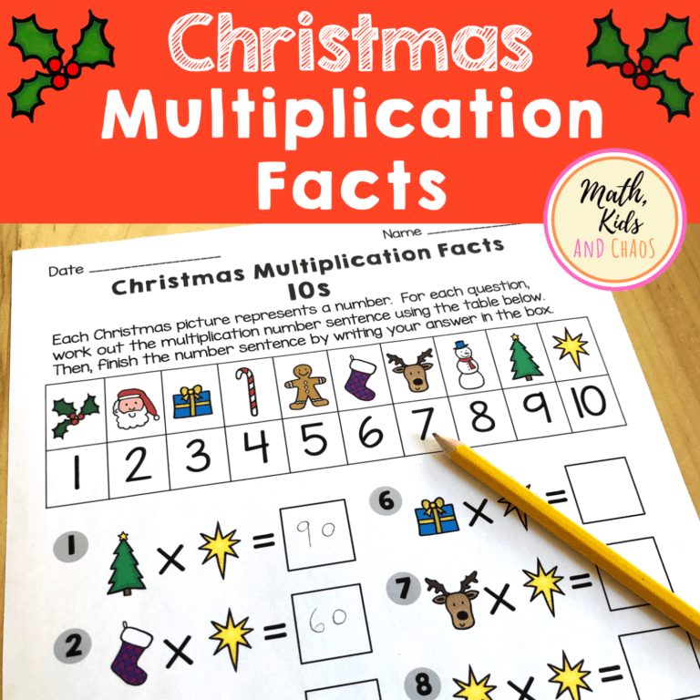 Christmas multiplication facts worksheets - Math, Kids and Chaos