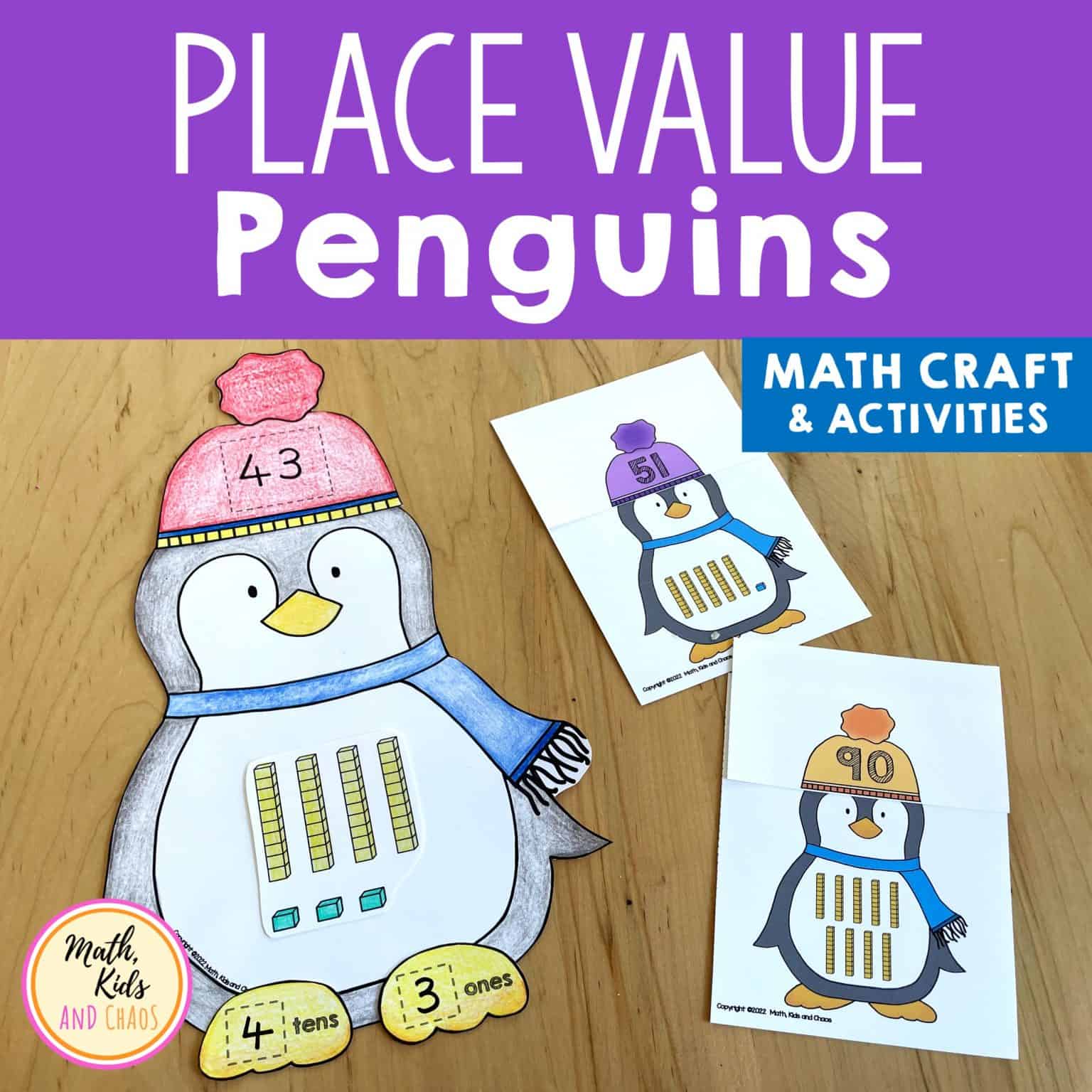 Place value penguins (math craft and more!) - Math, Kids and Chaos
