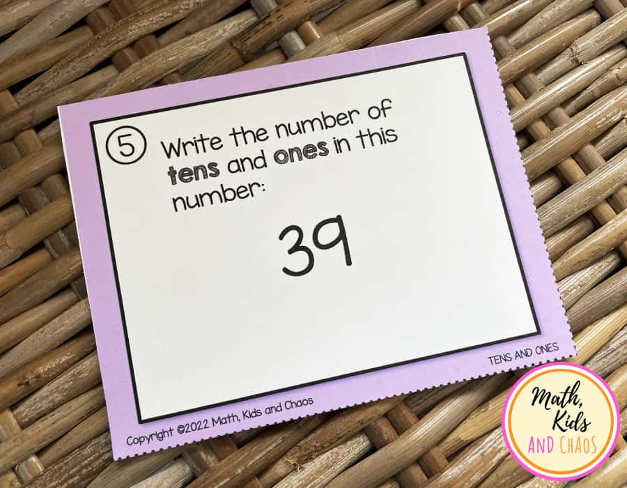 Place Value Task Cards for TENS and ONES - Math, Kids and Chaos