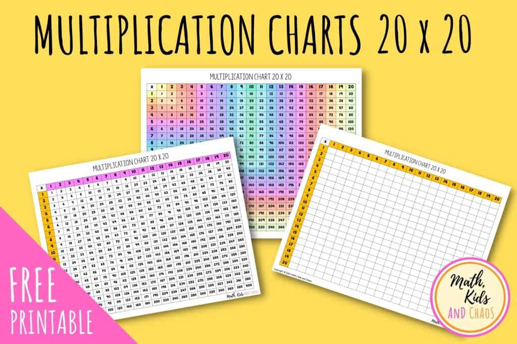 Multiplication Chart 20 x 20 - Math, Kids and Chaos